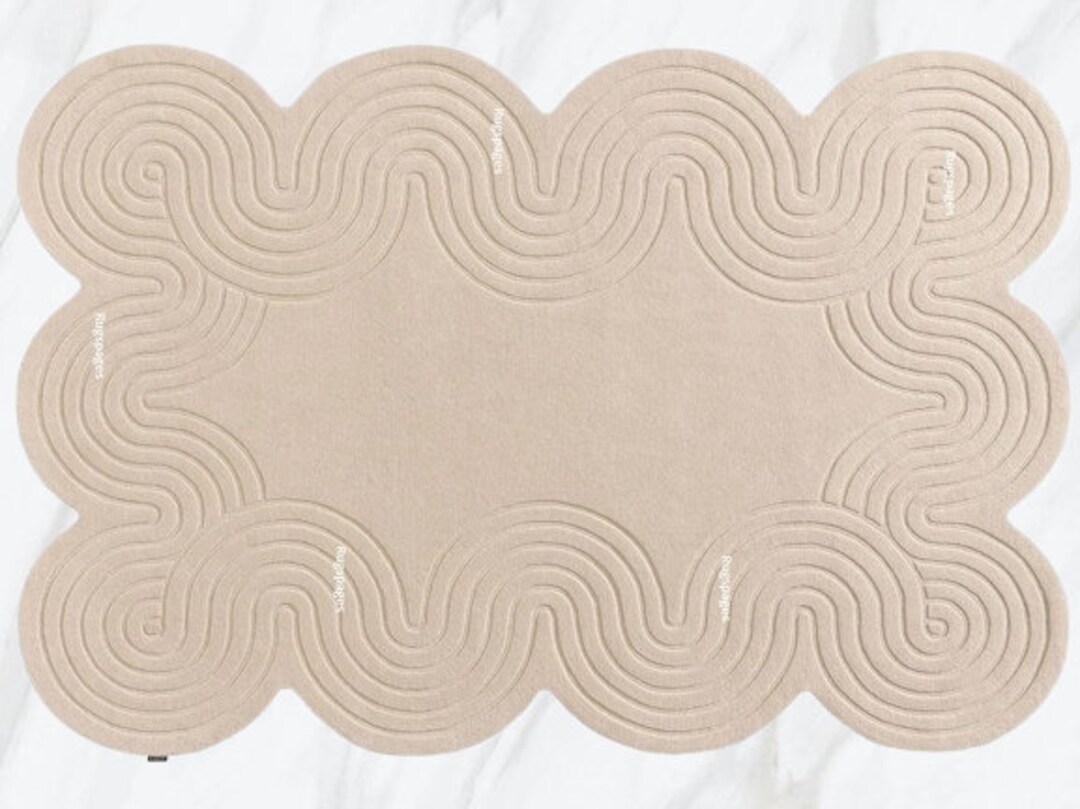 Scallop Rug Hand-tufted Carpet, Handmade Area Rug for , Bedroom, Living ...