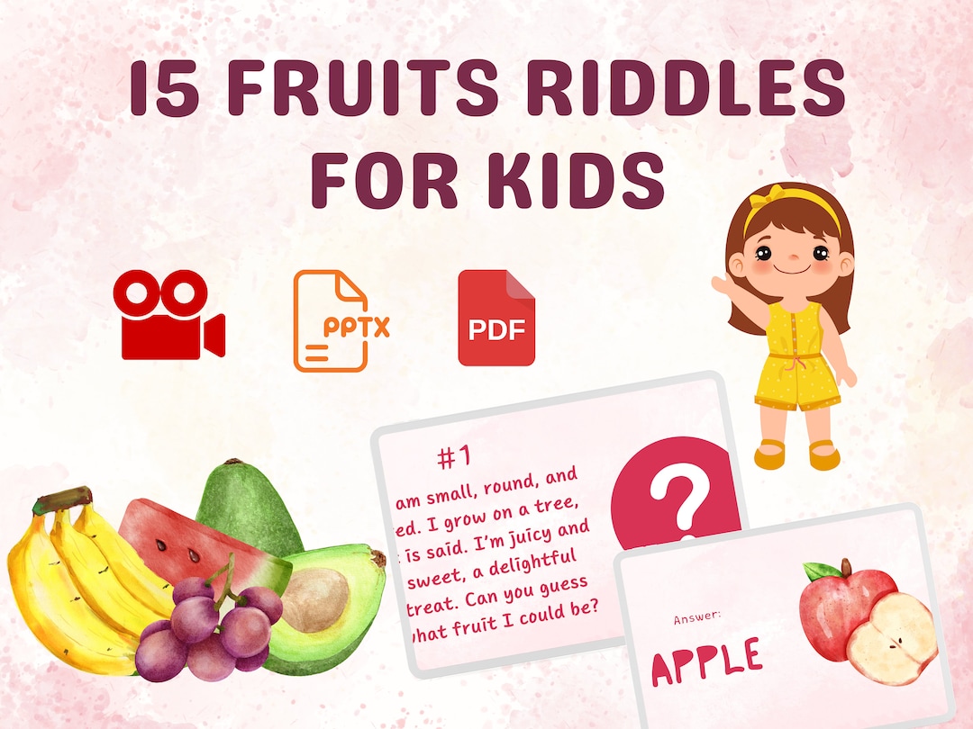 Kids Riddle Game Fruits Riddles for Kids Colorful Fruits - Etsy