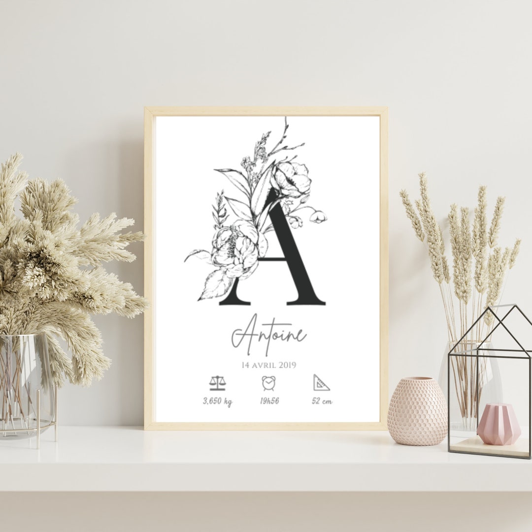 Unisex Black and White Birth Poster Personalized Baby Birth Poster ...