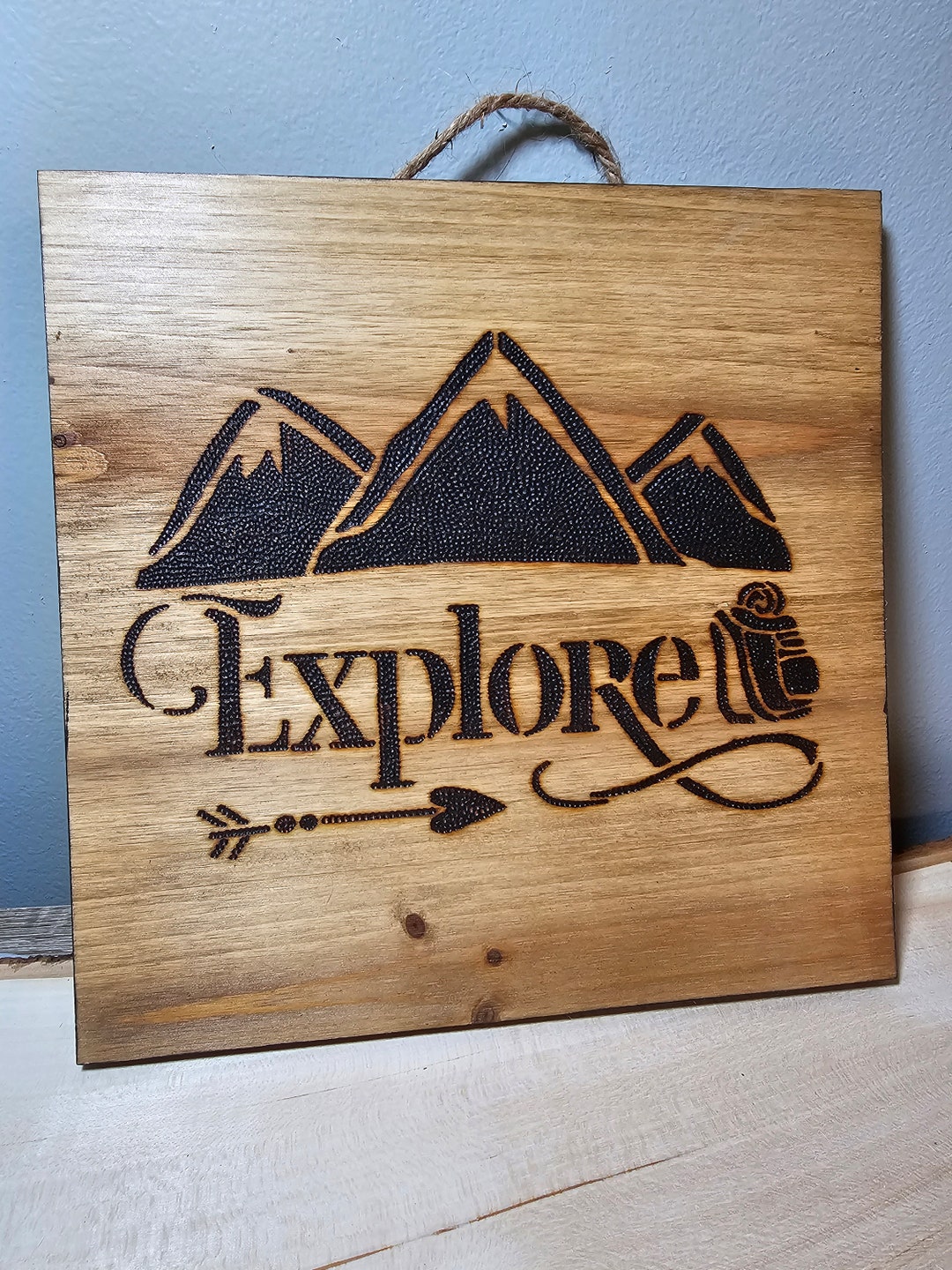 Handcrafted Adventure Sign: Unique Hand-burned 'explore' Design. Add ...