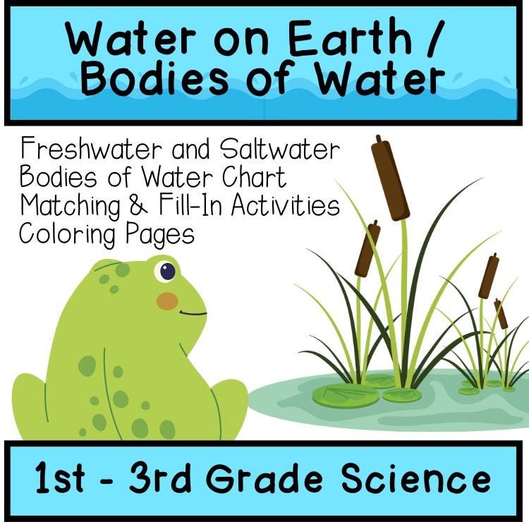 Water on Earth, Bodies of Water - 1st, 2nd, 3rd Grade Science ...