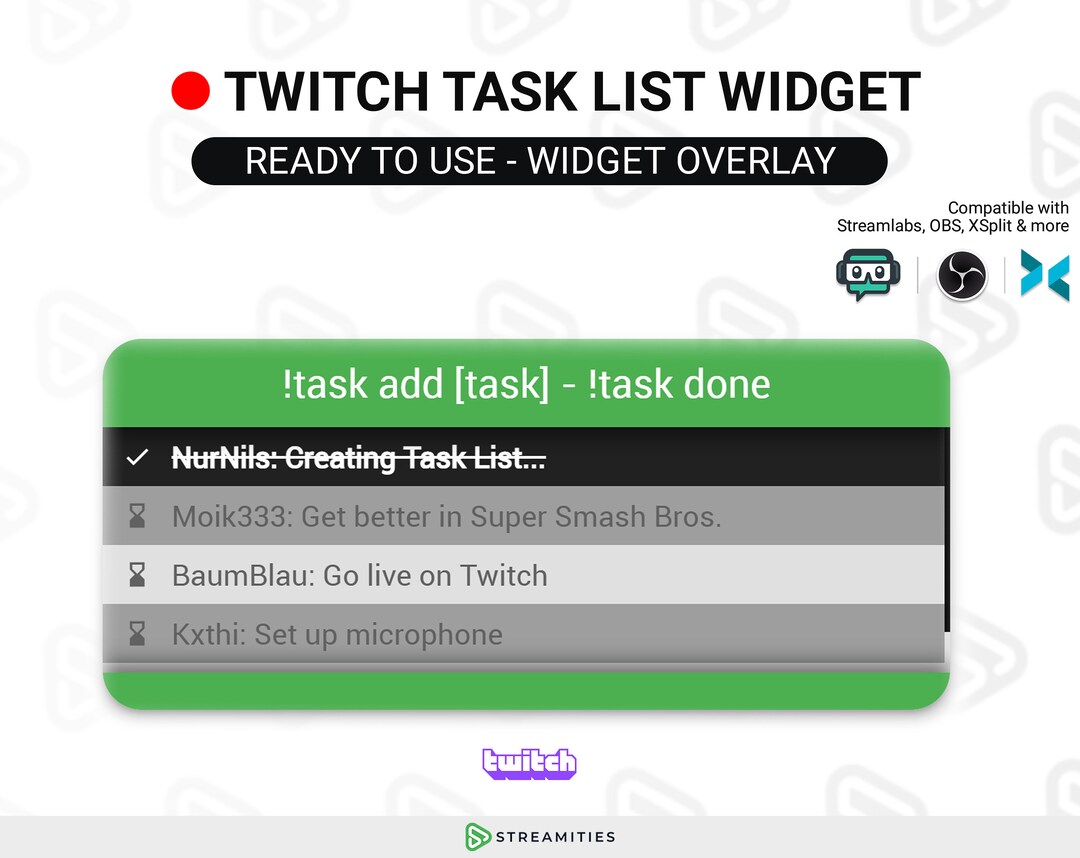Lista de tareas de Twitch / Widget de objetivo de transmisión / Superposición de widget de ...