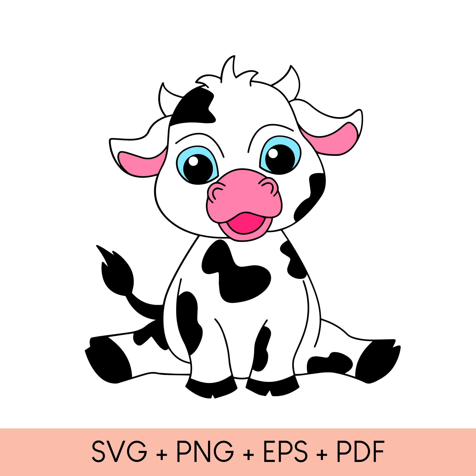 Baby koe SVG koe SVG boerderij SVG cartoon SVG Kids SVG - Etsy Nederland