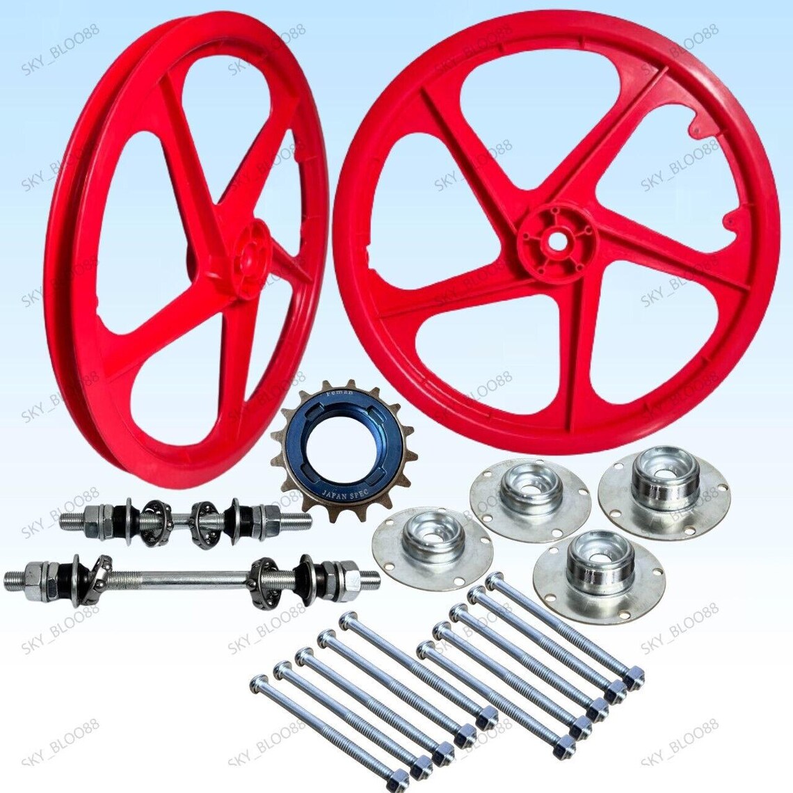 Pair Red 5 Spoke PVC Rim 20 Inch BMX,UNIVERSAL With Free Expedite ...