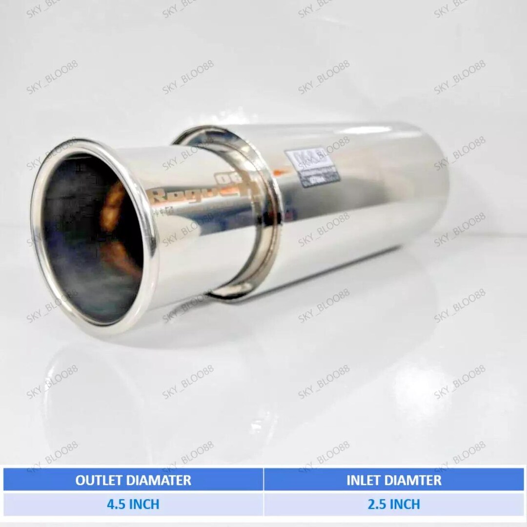 REGU Muffler Exhaust Straight Flow Inlet Ø2.5" Outlet Ø4.5" With Free ...