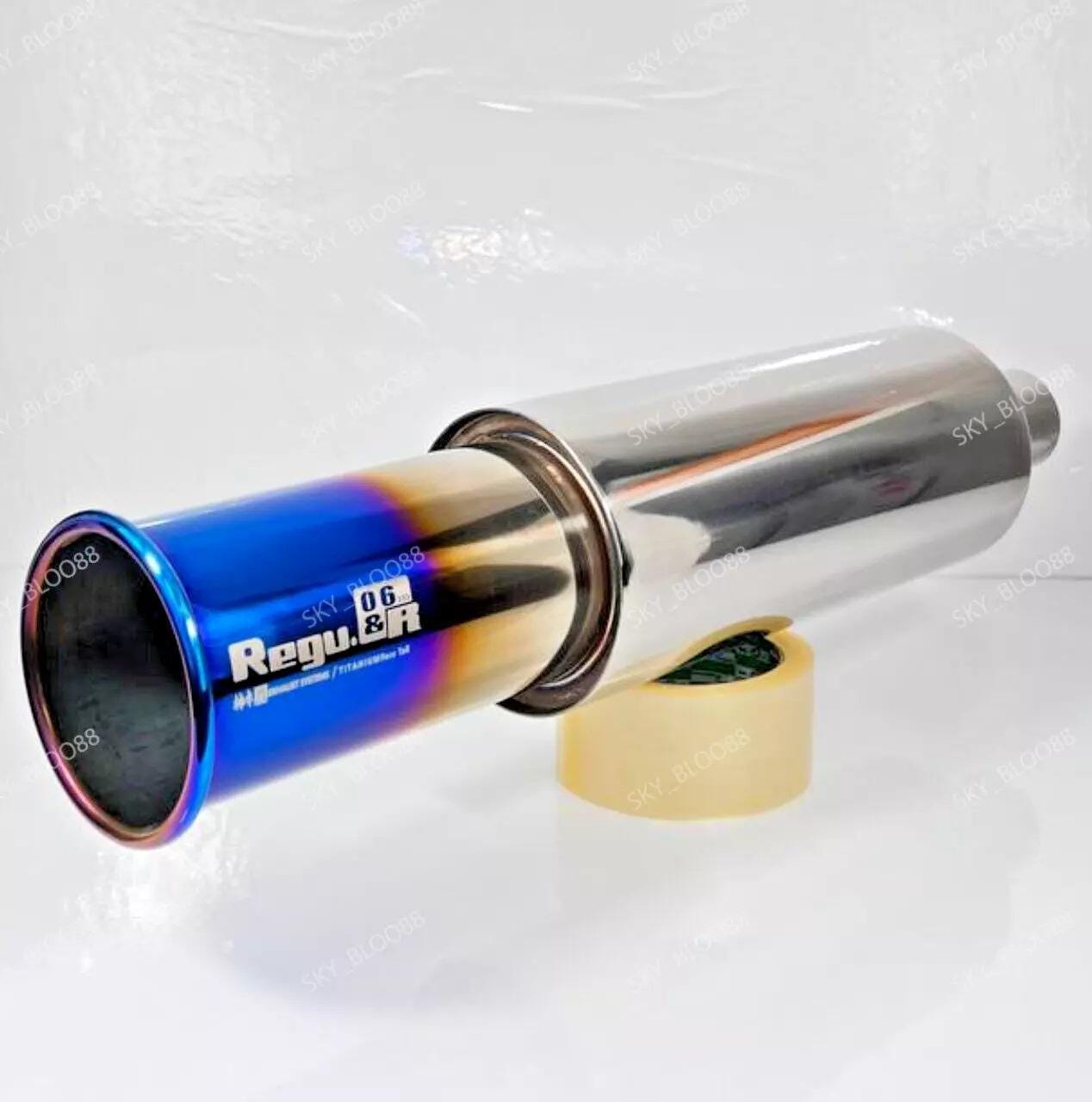 Regu 06 R Muffler Exhaust Straight Flow in Ø2.0" Out Ø4" Blue Tip With ...