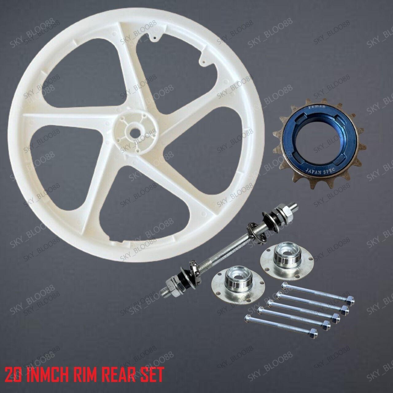 Rear Set Complete Bicycle 20" PVC Sport Rim ( WHITE ) Complete Wheelset ...