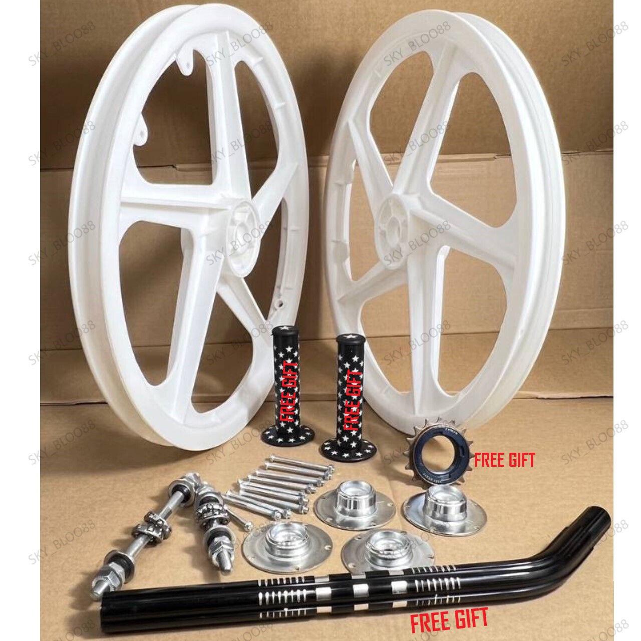 BMX Bicycle 20" PVC Sport Rim Complete (white) Wheel Set Hub Seat Post ...