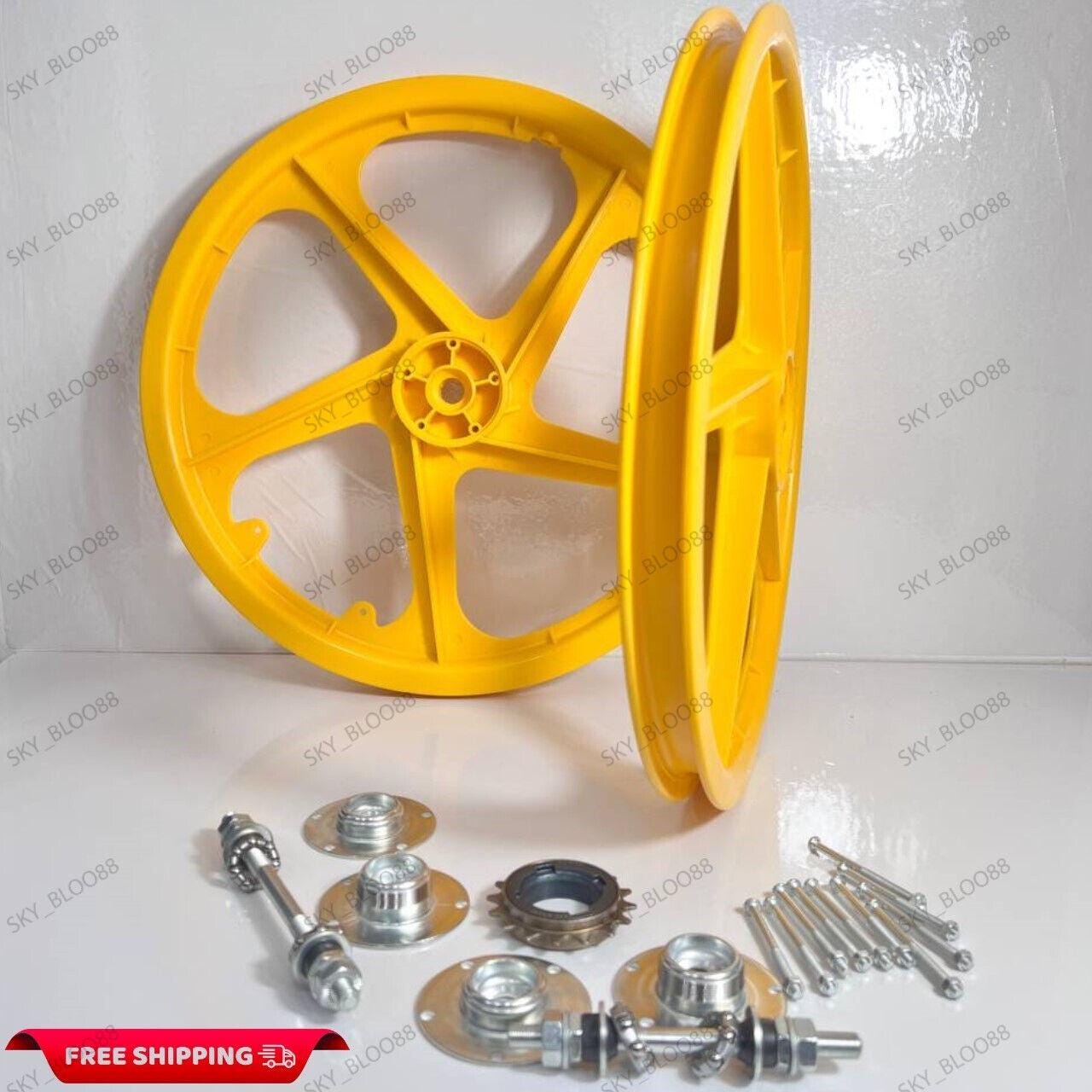 BMX Bicycle 20" PVC Sport Rim Complete (yellow) Wheelset Hub Set With ...