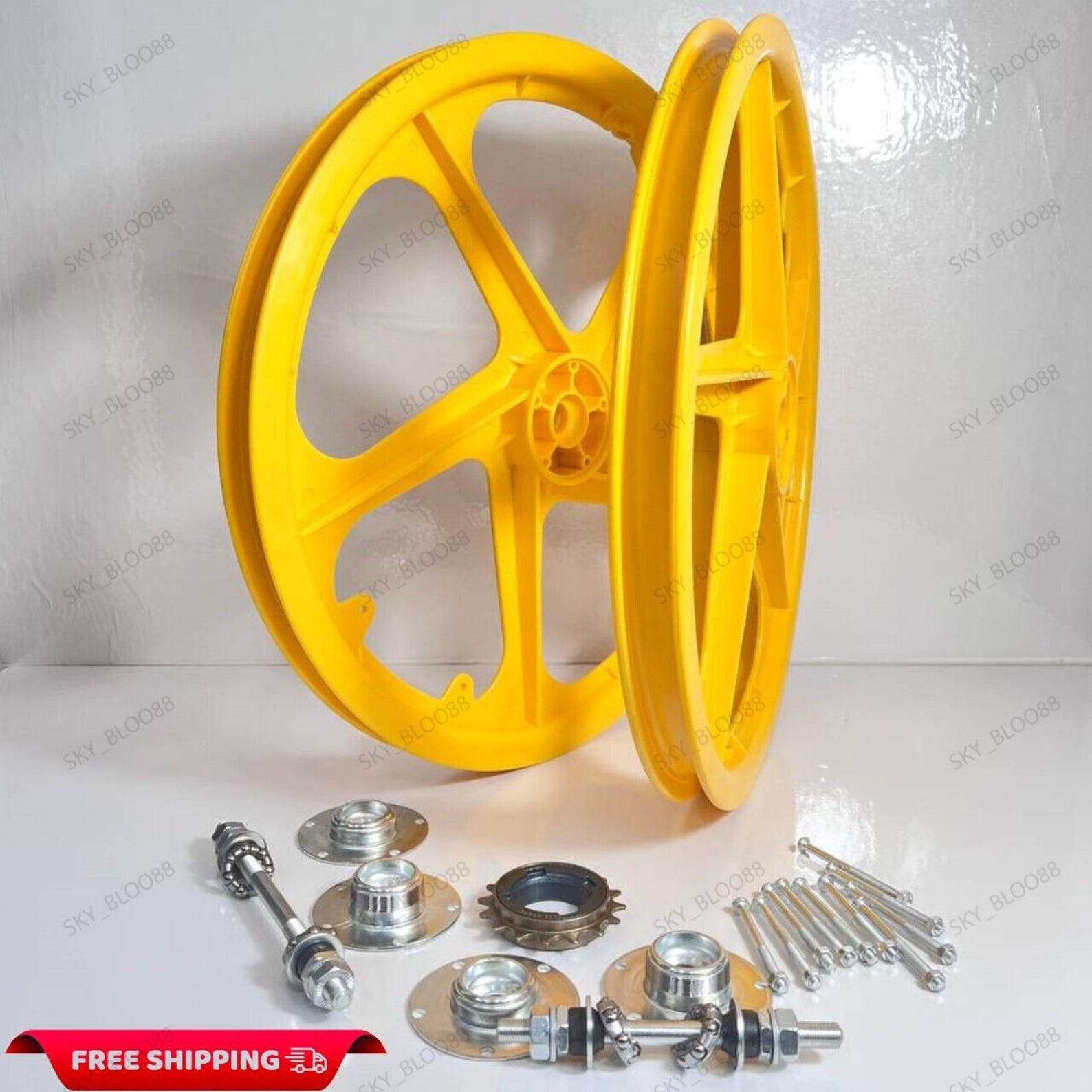 BMX Bicycle 20" PVC Sport Rim Complete (yellow) Wheelset Hub Set With ...