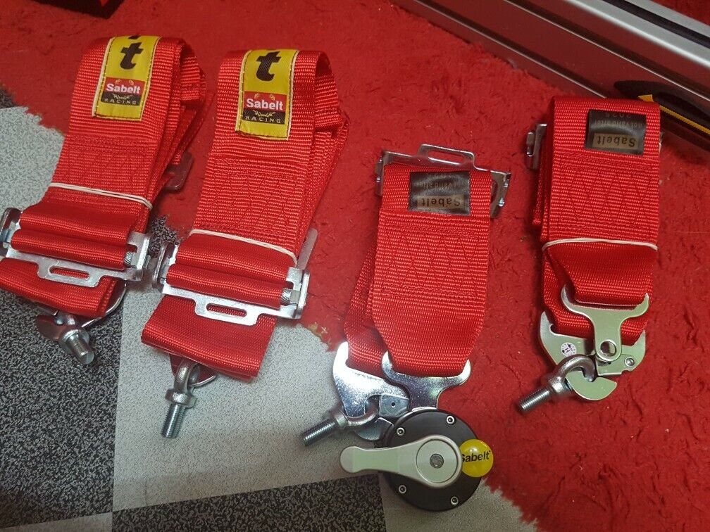 SABELT RED Universal 3' Inch 4 Point Racing Seat Belt Quick Release ...