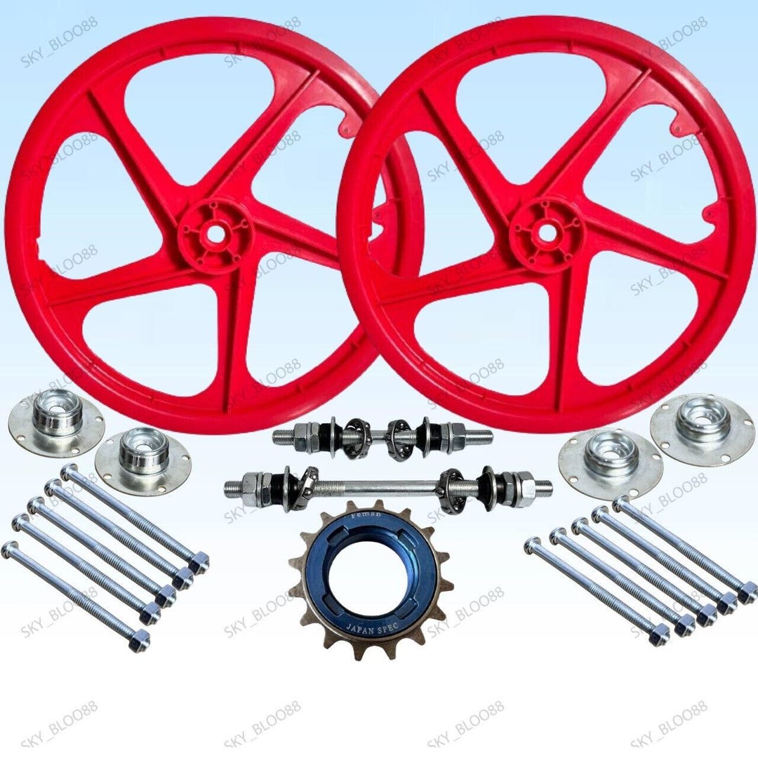 Pair Red 5 Spoke PVC Rim 20 Inch BMX,UNIVERSAL With Free Expedite ...