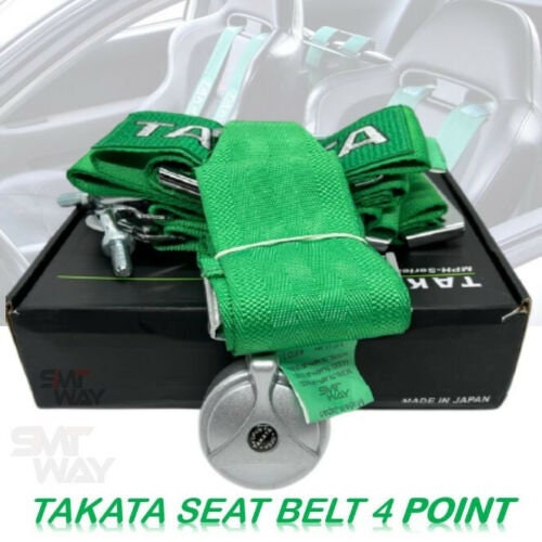 Takata Seat Belt Harness 4 Point Snap on 3" Cam Lock Universal GREEN ...