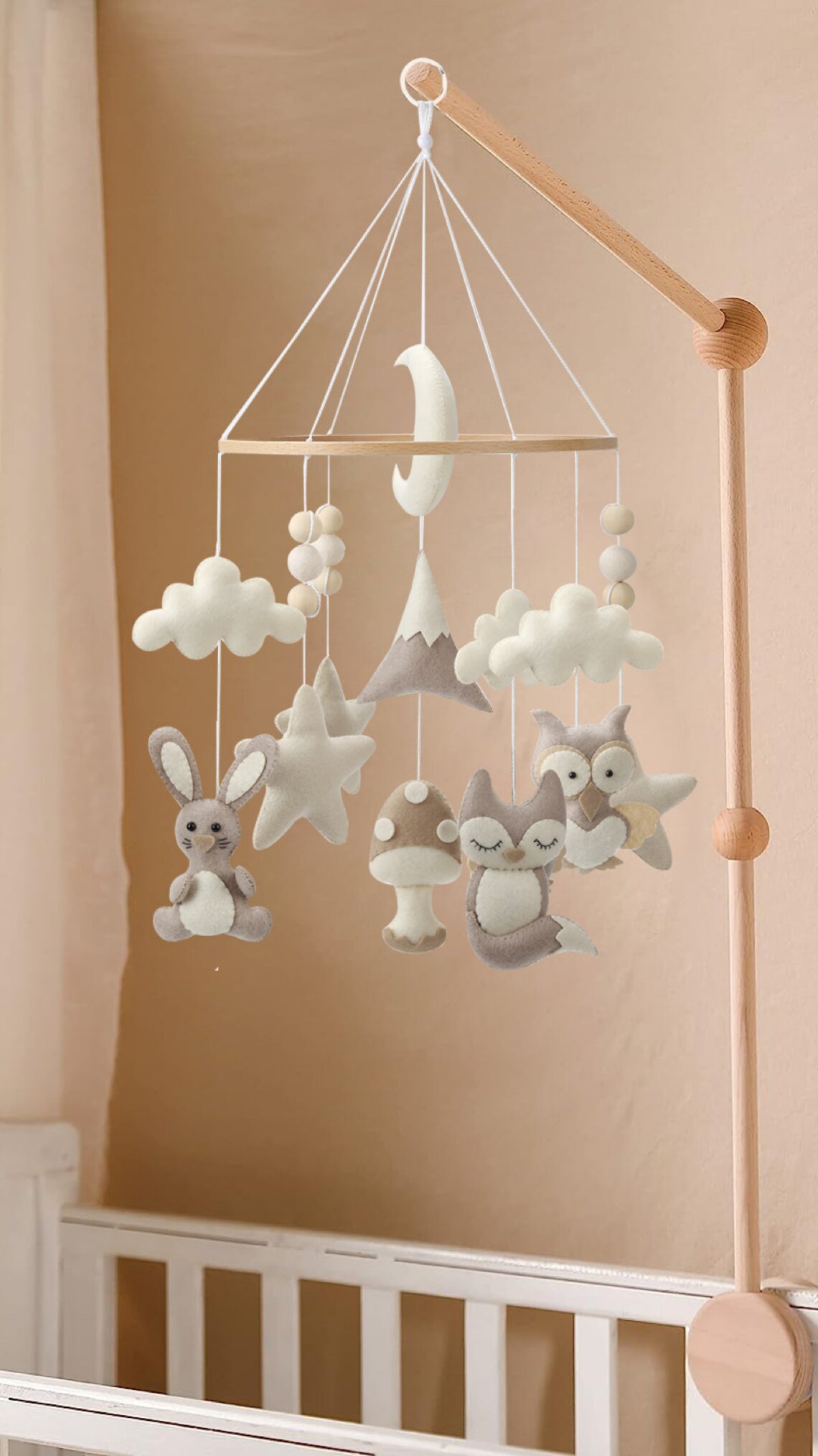 Neutral Baby Mobile Woodland Design in Soft Grey - Etsy
