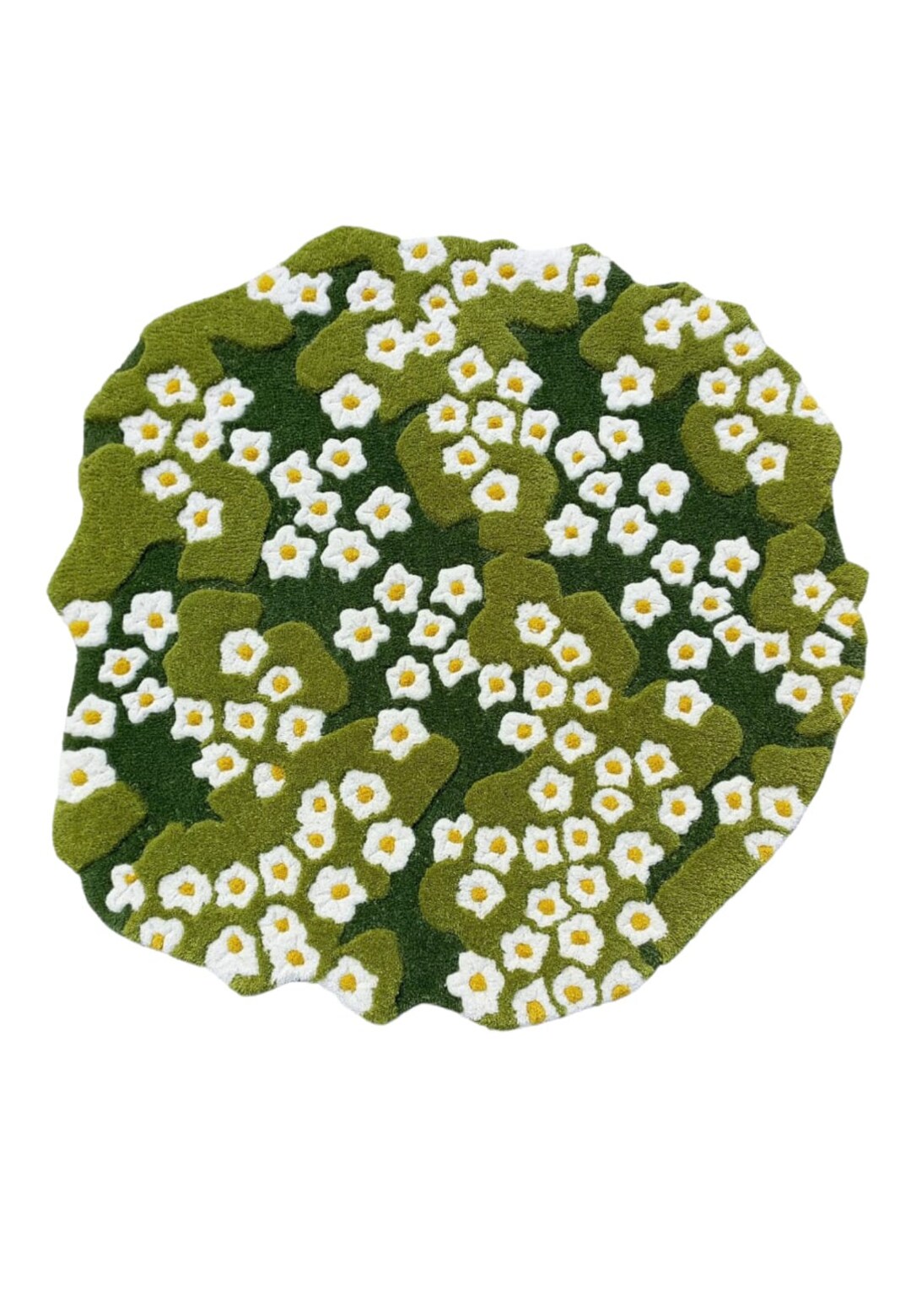 Personalized Daisy Handmade Garden Rug 3x3 Unique Round Rug Hand Tufted ...