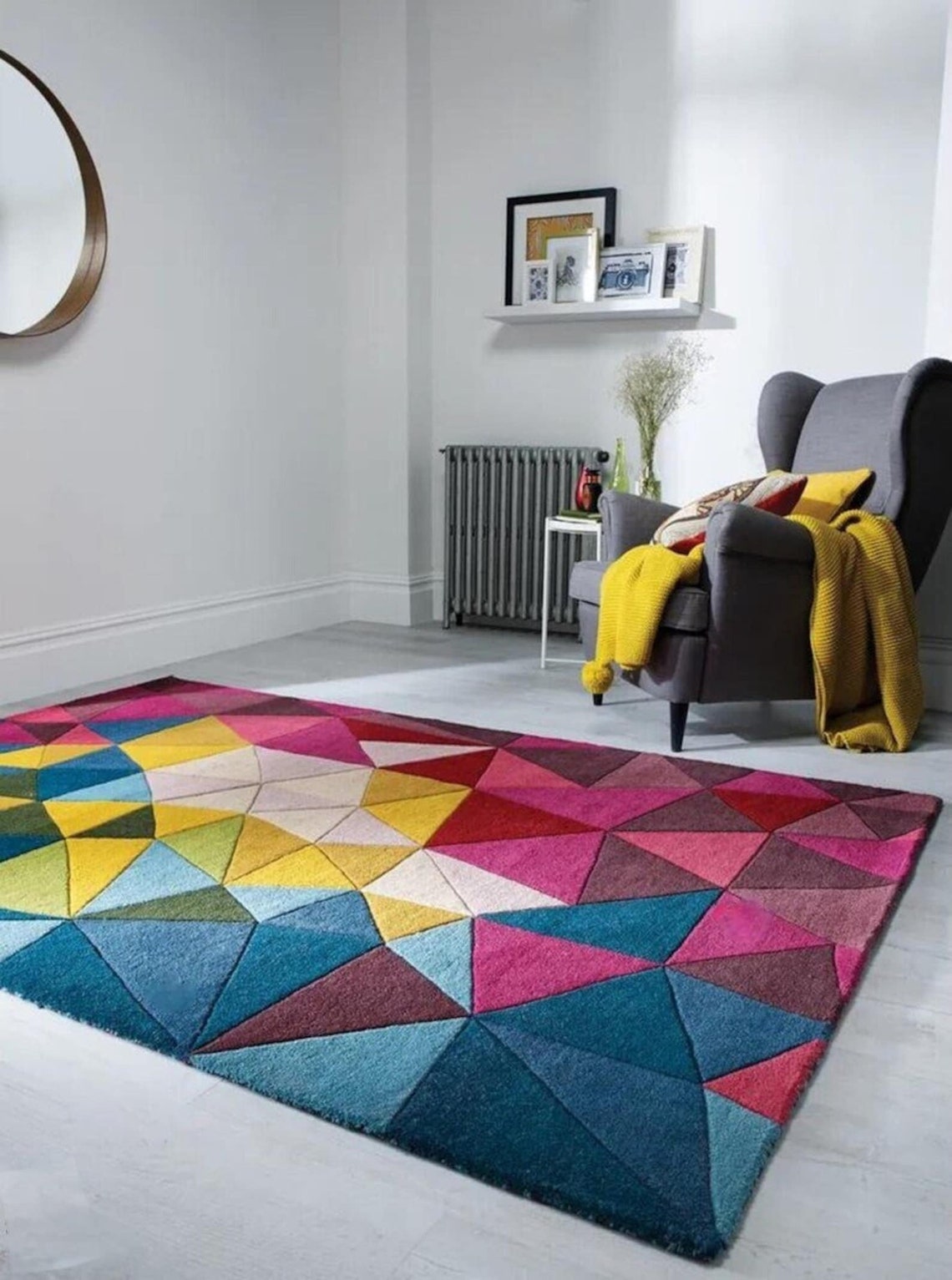 Hand-tufted Multi Colour 100% Wool Handmade Area Rug Carpet for Home ...