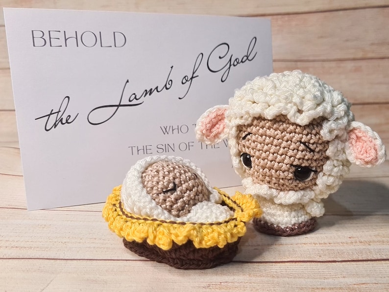 NATIVITY Crochet Set- Lamb and Baby Jesus in Manger - Etsy