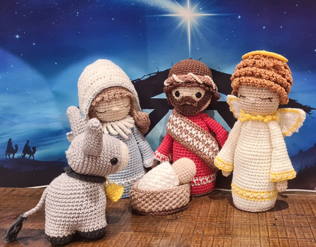 NATIVITY Set: Mary, Joseph, Baby Jesus in Manger, Angel, Donkey - Etsy