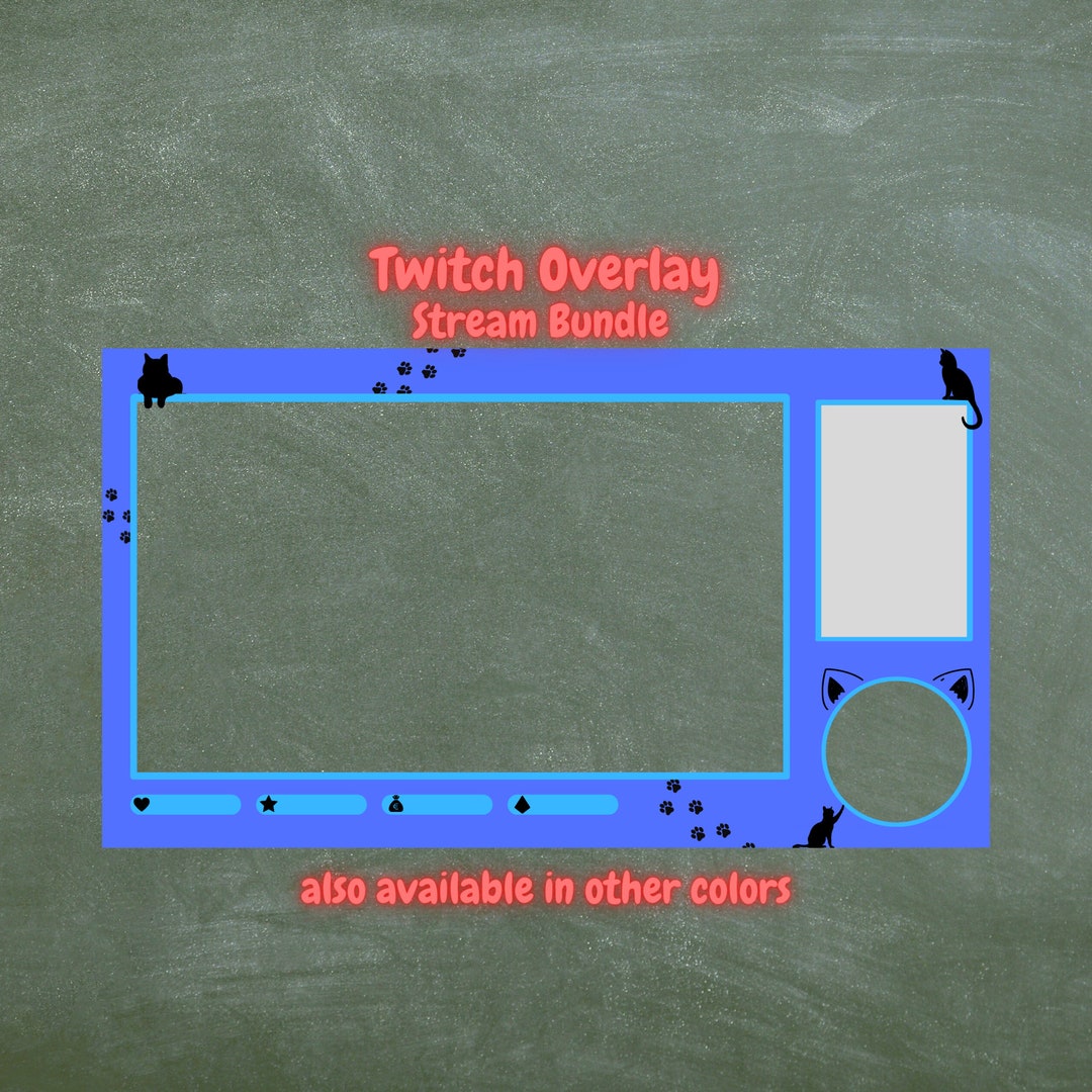 Stream Overlay Blue Cat Theme, Unique Twitch Overlay, Creative Streamer ...