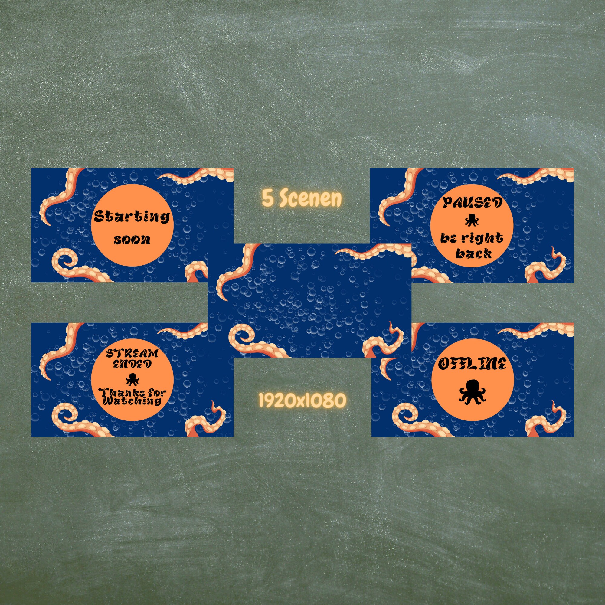 Twitch Overlay Bundle Tentacle Octopus, Kraken Design, Stream Overlay ...