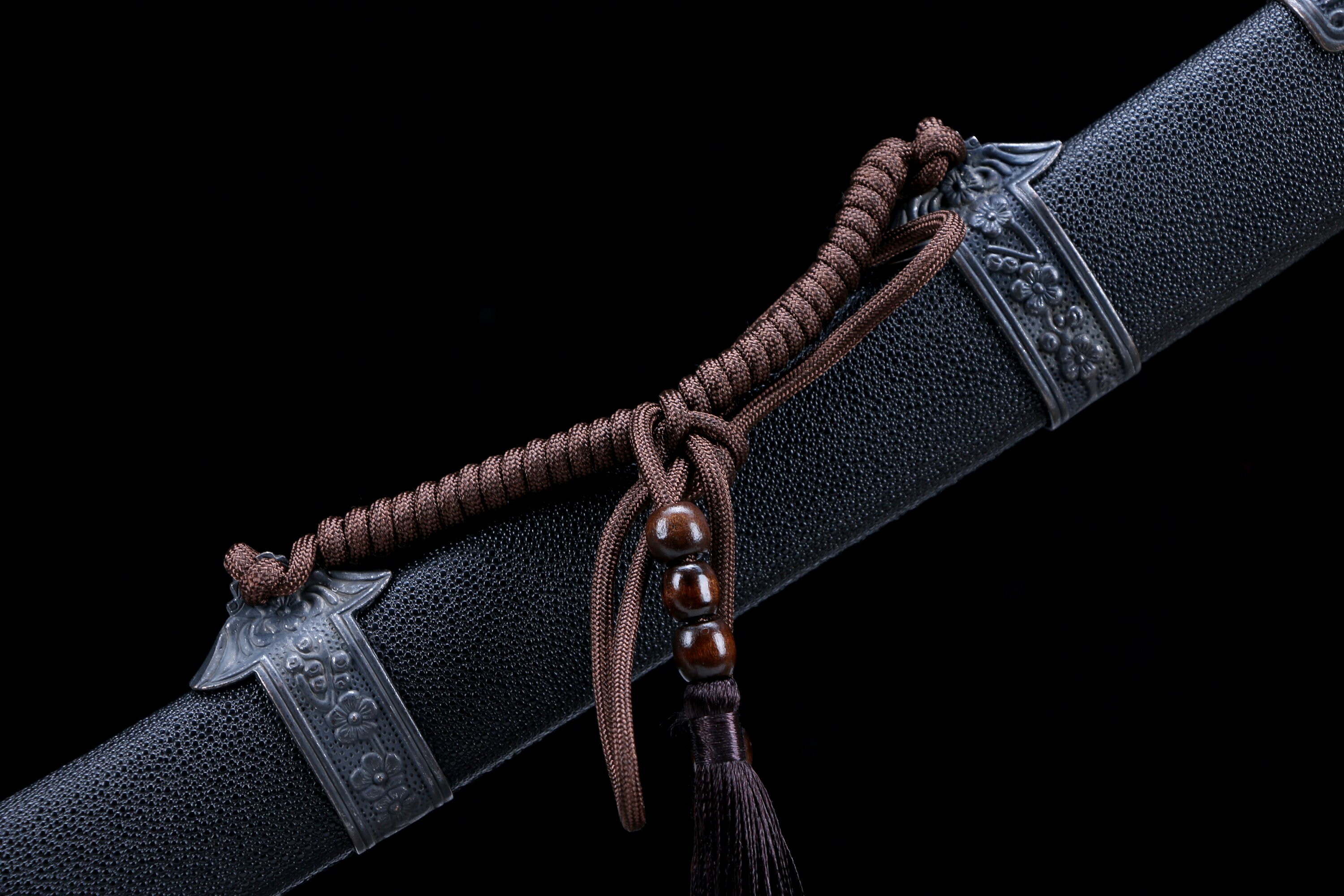 Black Solid Wood Sheath Samurai Sword,copper Tsuba Katana,baked Black Blade,japan Handmade ...