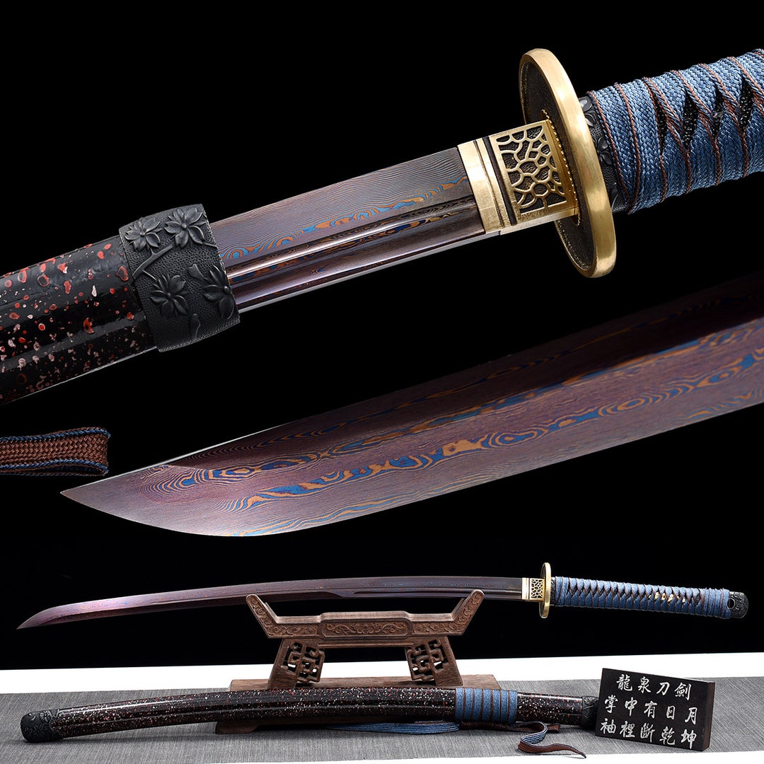 Black Paint Sheath Samurai Sword,alloy Accessory Katana,purple Blade ...
