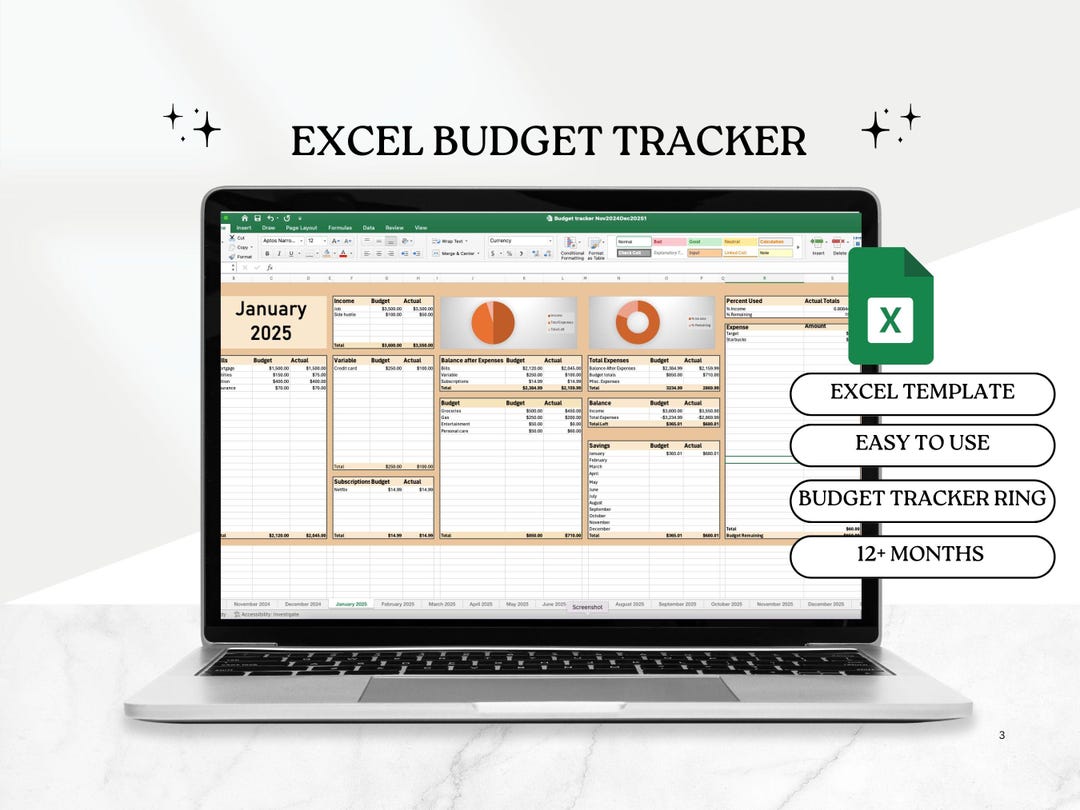 Excel Budget Planner Tracker Template Income and Expense Paycheck ...