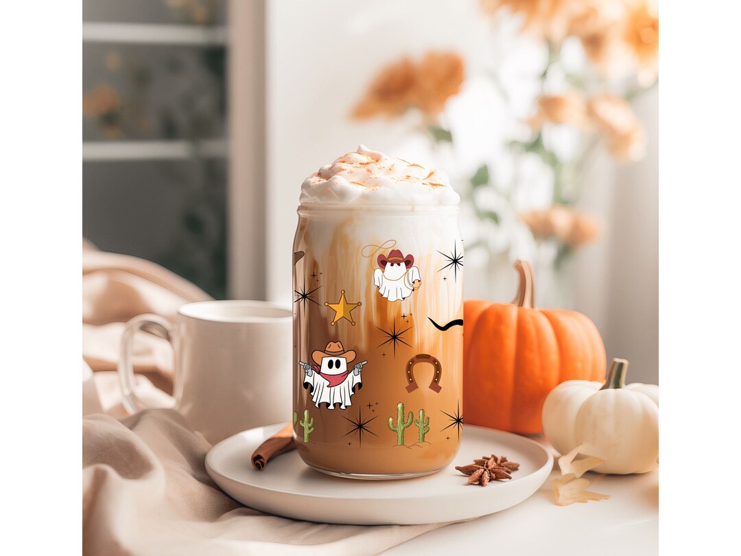 Cowboy Ghost Libbey Png Glass Wrap, Cute Ghost Glass Wrap, Halloween ...