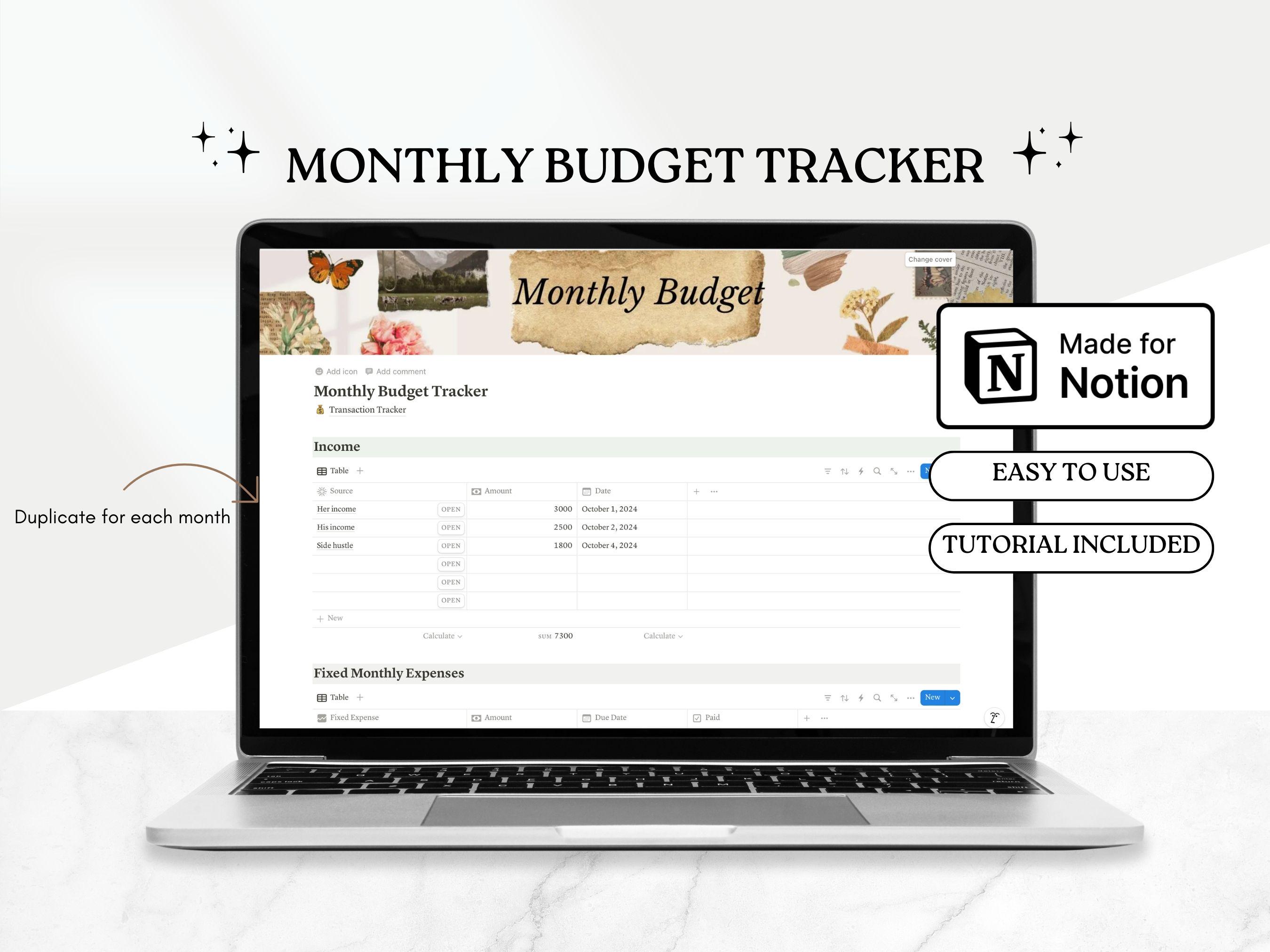 Notion Budget Tracker Template, Personal Finance Budget Planner, Income ...