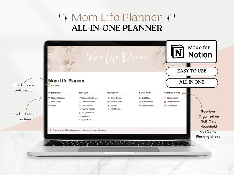 Mom Life Planner Notions Template, Ultimate Planner for Busy Moms - Etsy