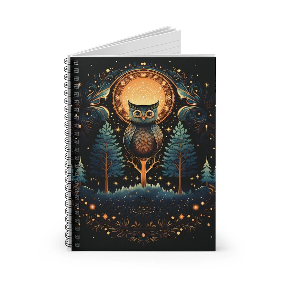 Owl's Midnight Muse Notebook W/ruled Line - Etsy