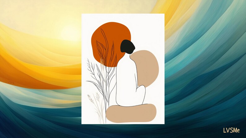 5 Printable Modern Abstract Figure Prints, Digital Wall Art, Minimalist ...