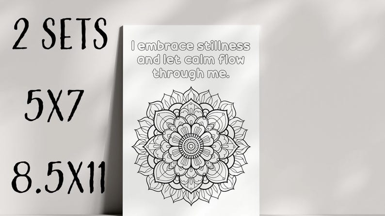 10 Printable Coloring Pages Relaxing Affirmations, Digital PDF JPG PNG ...
