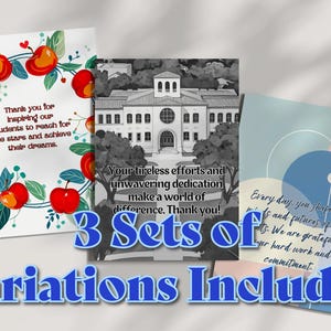 50 Printable 5x7 Appreciation Cards for School Staff, PDF JPG PNG ...
