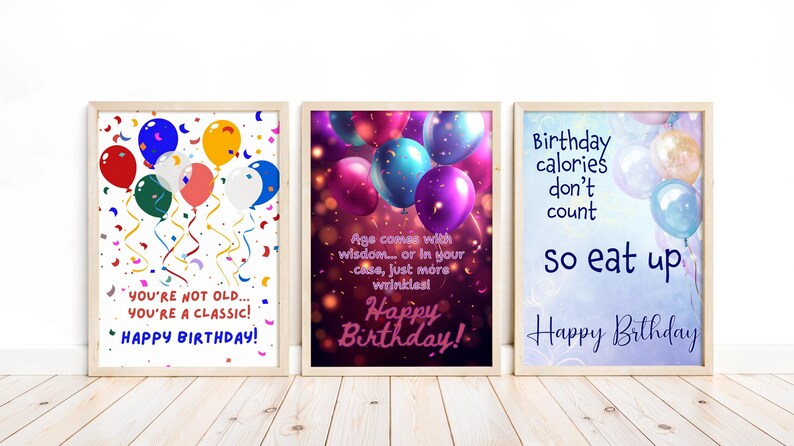 50 Printable Fun Birthday Cards, 5x7 Fun Digital Download, PDF JPG PNG ...