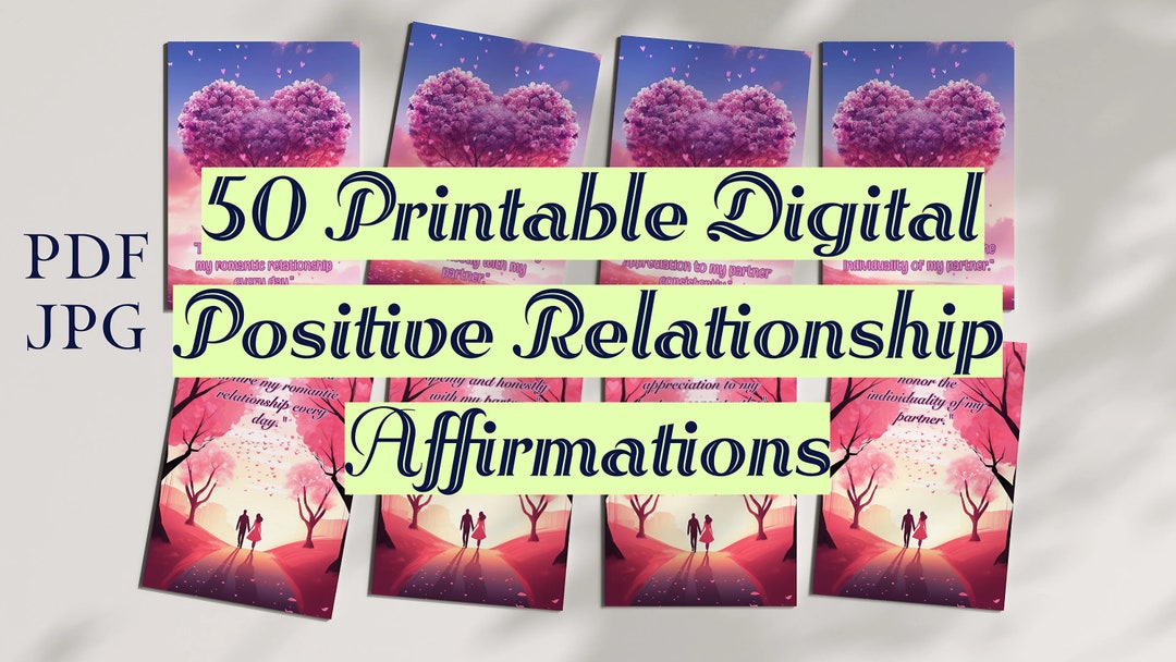 50 Printable Digital Positive Relationship Affirmations, 5x7 Format ...
