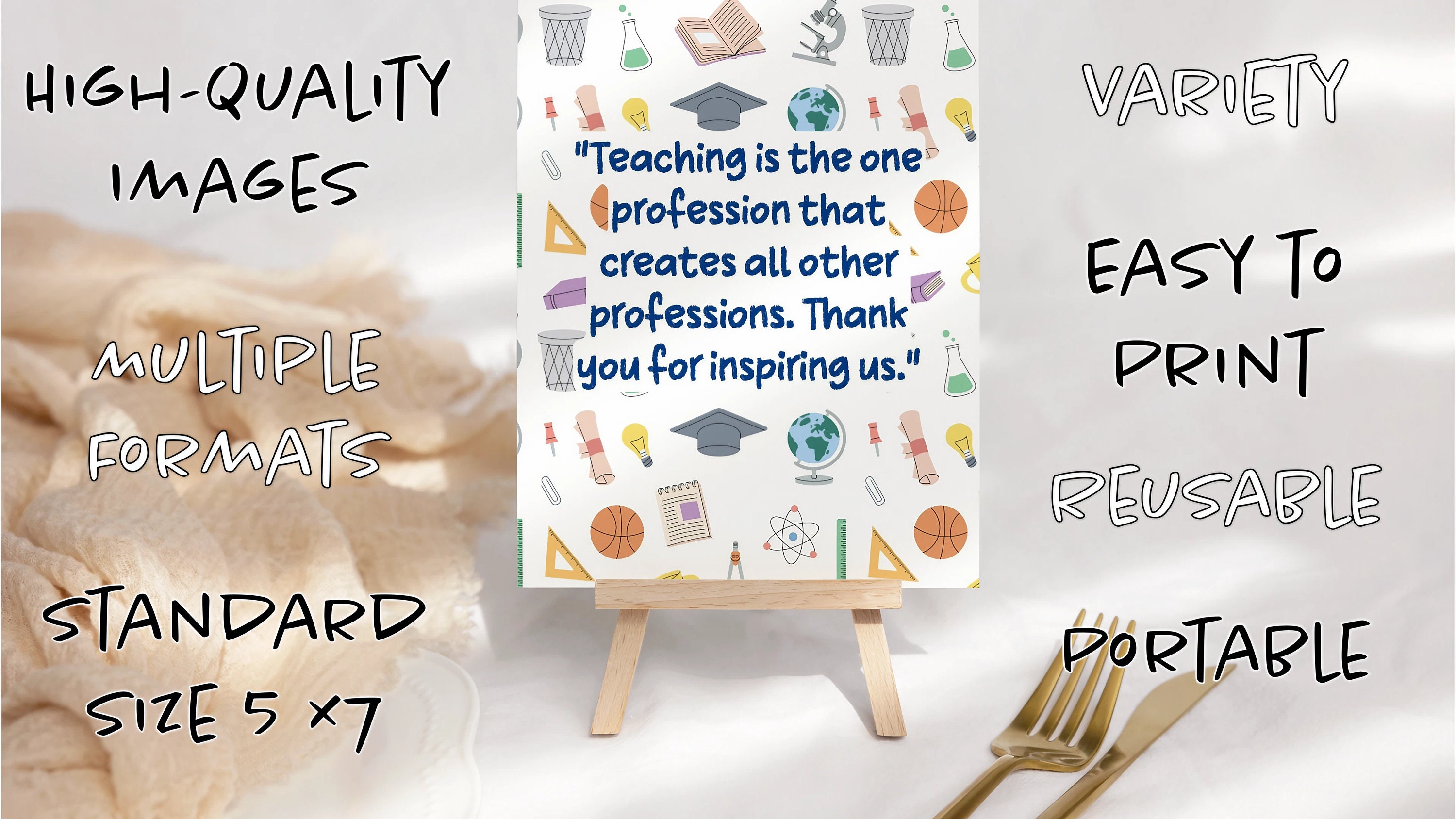 50 Printable Teacher Appreciation Quotes Bundle, 5x7 PDF and JPG ...