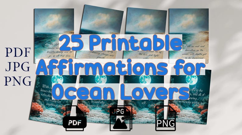 25 Printable Affirmations for Ocean Lovers, 5x7 Digital Download, PDF ...