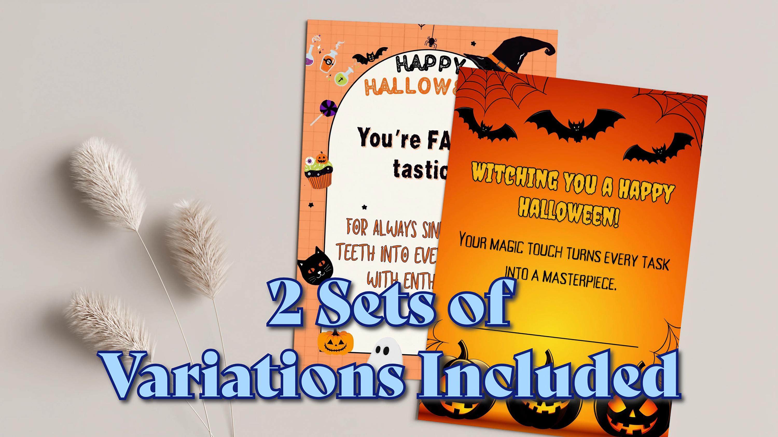 50 Printable 5x7 Halloween Employee Appreciation Cards, PDF JPG PNG ...