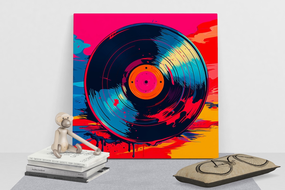 Retro Vinyl Record Canvas Art, Vibrant Music Wall Décor, Music Room ...