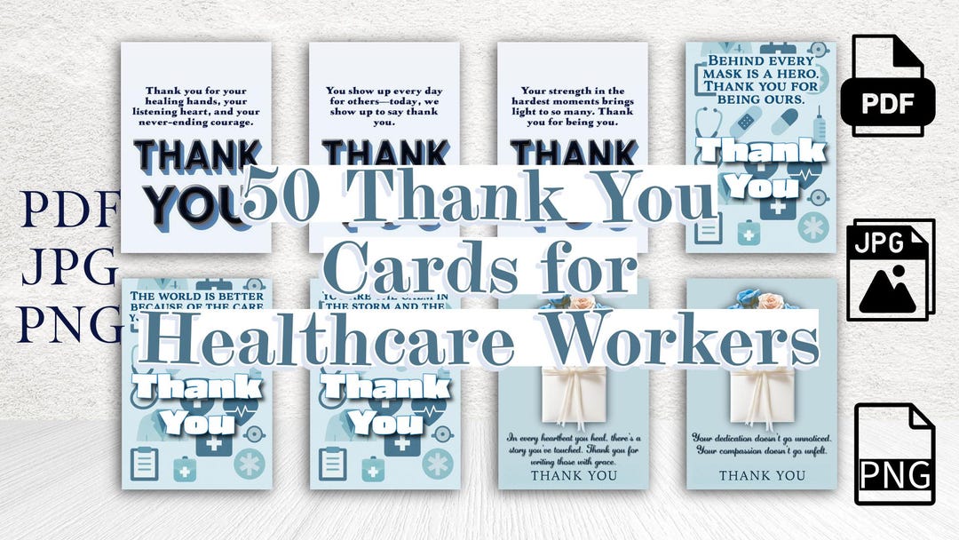 50 Printable Thank You Cards for Healthcare Workers, Digital Gratitude ...