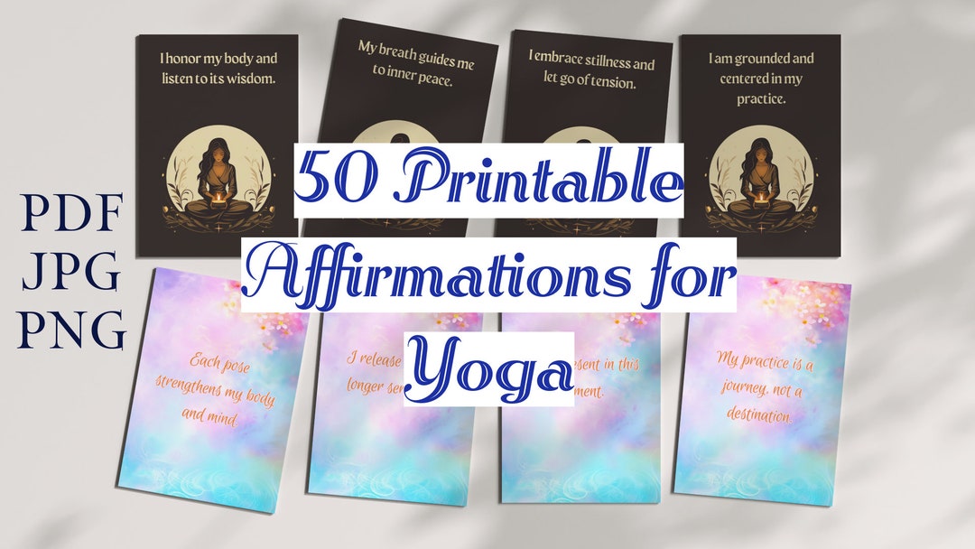 50 Printable Affirmations for Yoga, 5x7 Format, PDF, JPG, and PNG - Etsy