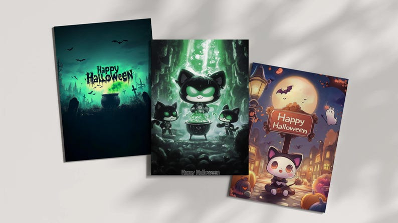 50 Printable Happy Halloween Cards - PDF JPG PNG - 5x7 Format - Etsy