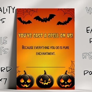50 Printable 5x7 Halloween Employee Appreciation Cards, PDF JPG PNG ...