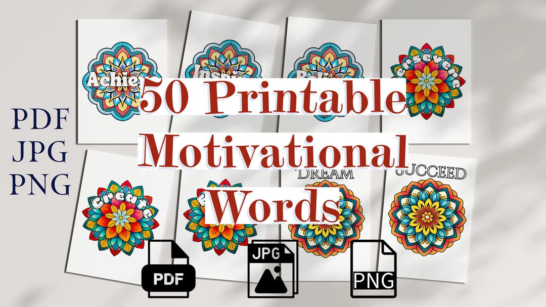 50 Printable 5x7 Motivational Words, PDF JPG PNG, Inspirational Words ...