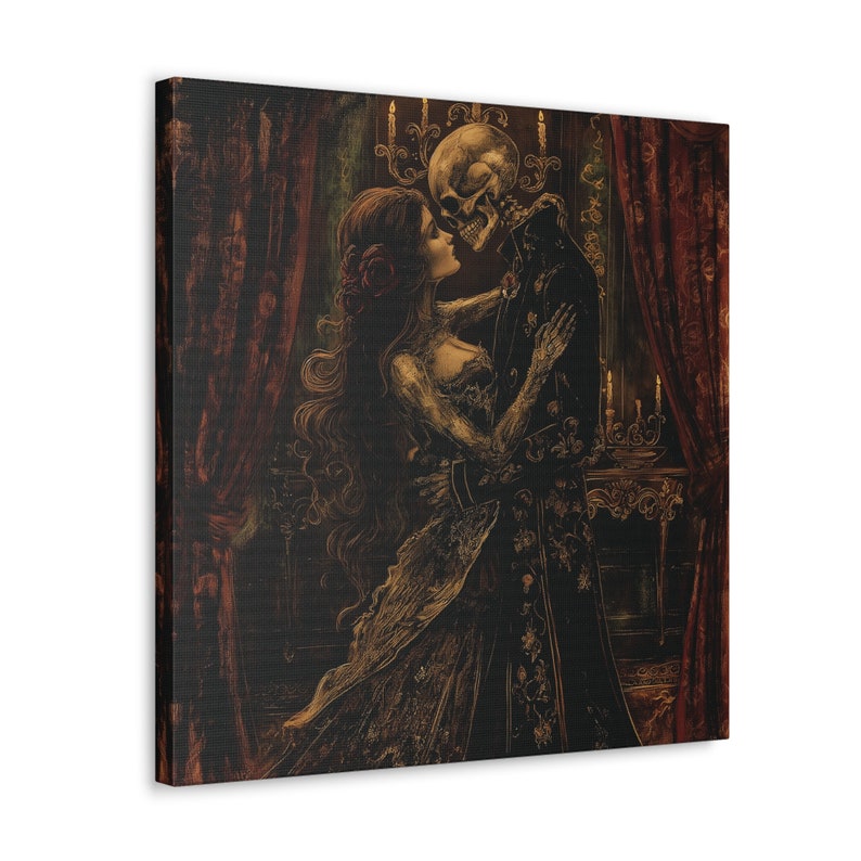 Gothic Embrace, Skeleton and Woman Victorian Canvas Art, Gothic, Canvas ...