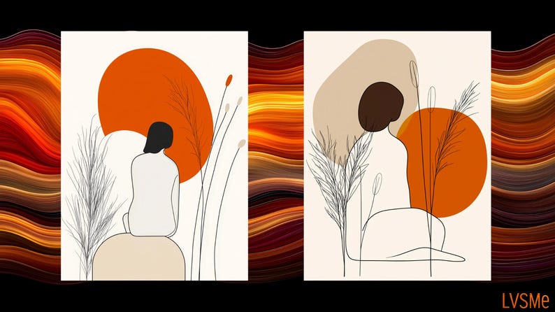 5 Printable Modern Abstract Figure Prints, Digital Wall Art, Minimalist ...