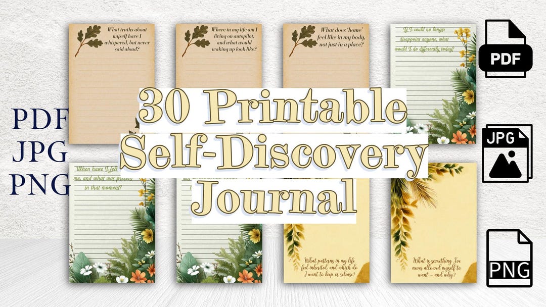 30 Printable Self-discovery Journal Prompts, Digital Guided Reflection ...