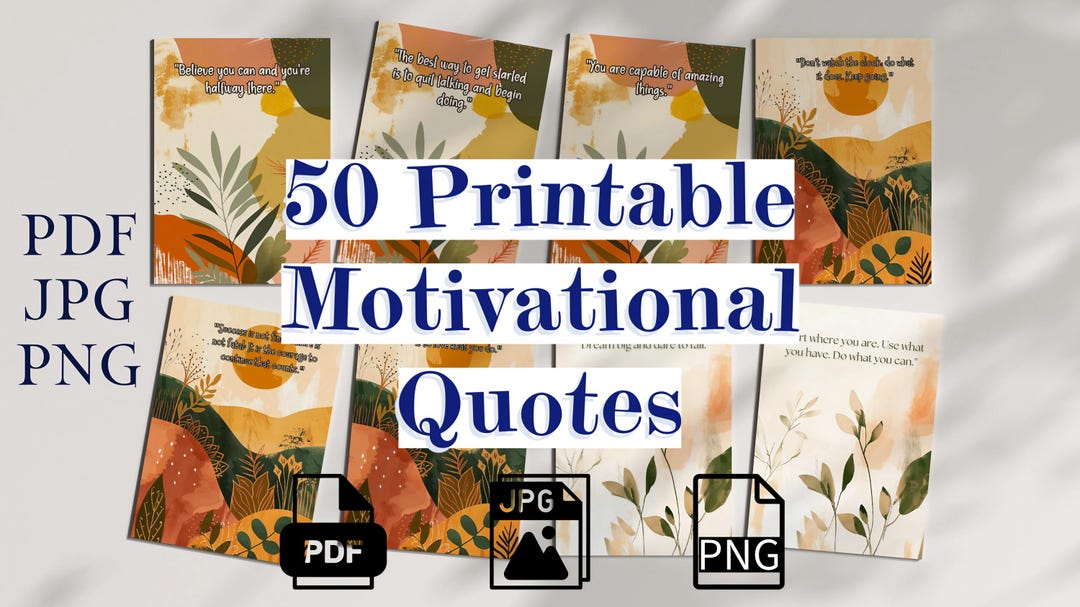 50 Printable 5x7 Motivational Quotes, PDF JPG PNG, Digital Download ...