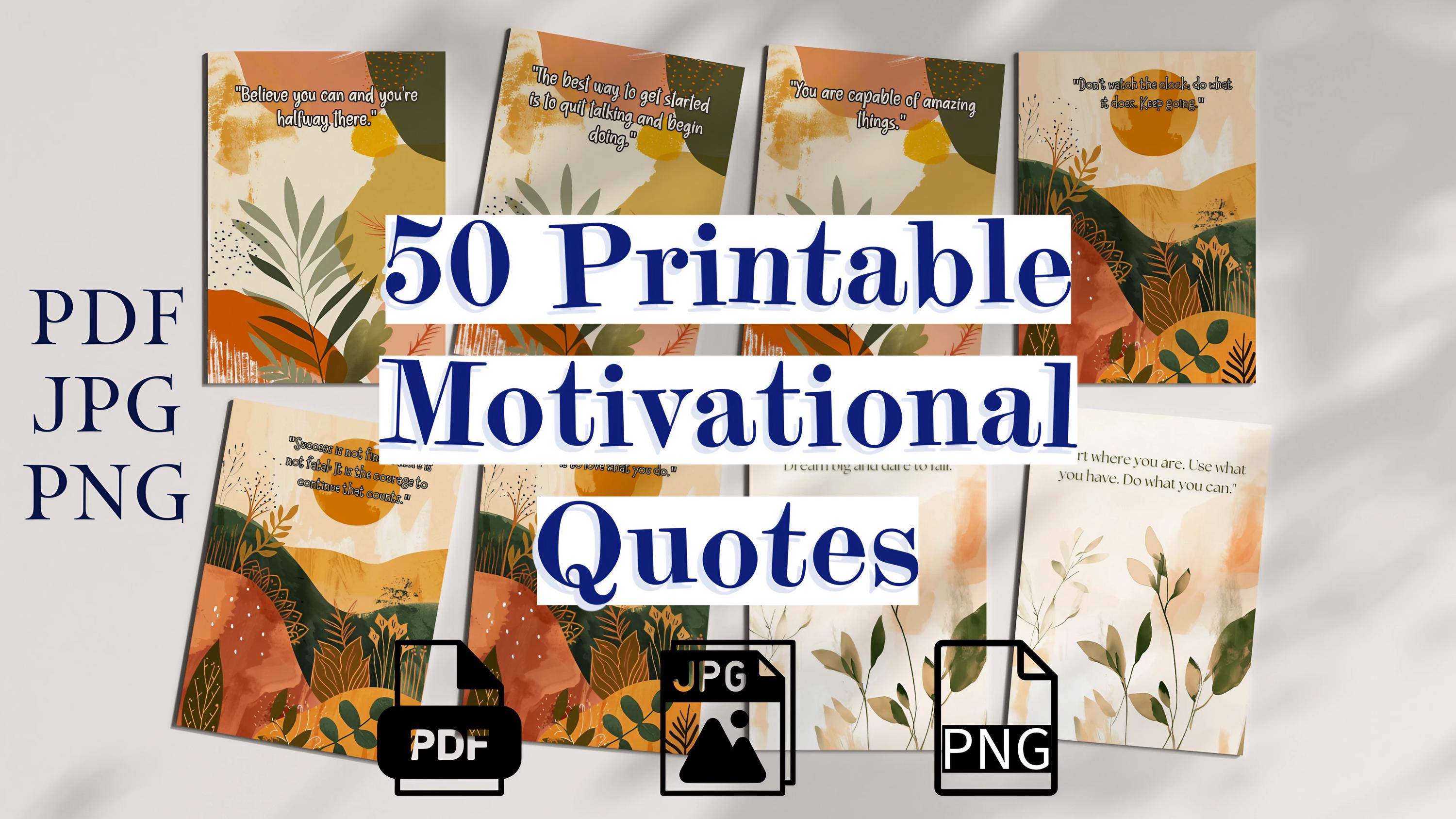 50 Printable 5x7 Motivational Quotes, PDF JPG PNG, Digital Download ...